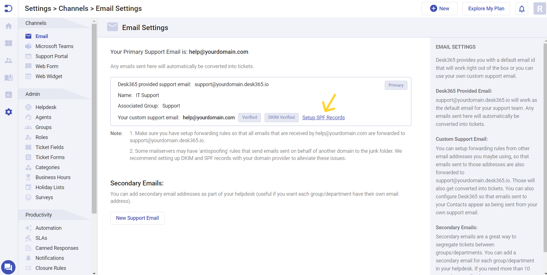 Email Domain Verification Using SPF - Desk365
