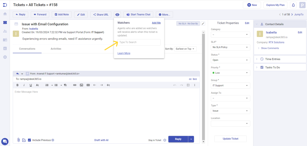 Understanding the Watcher Feature in Desk365
