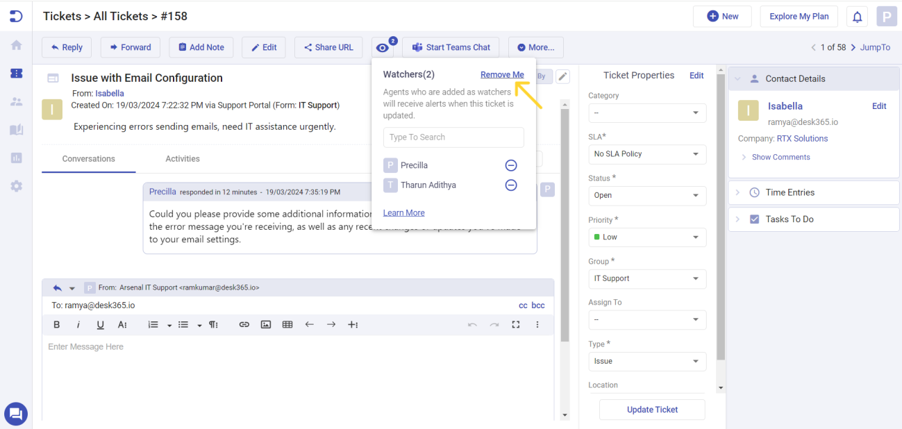 Understanding the Watcher Feature in Desk365
