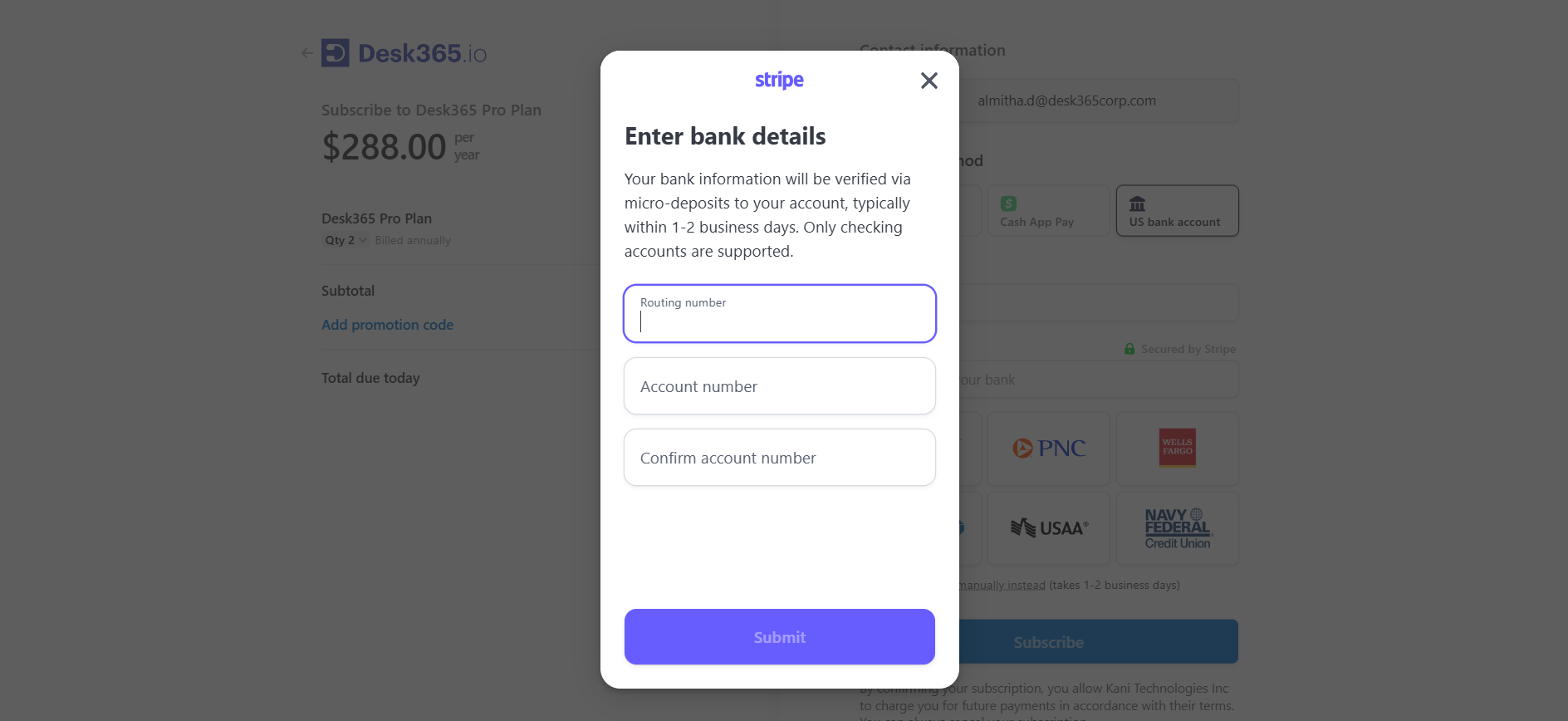 Configuring ACH Payment Methods | Desk365