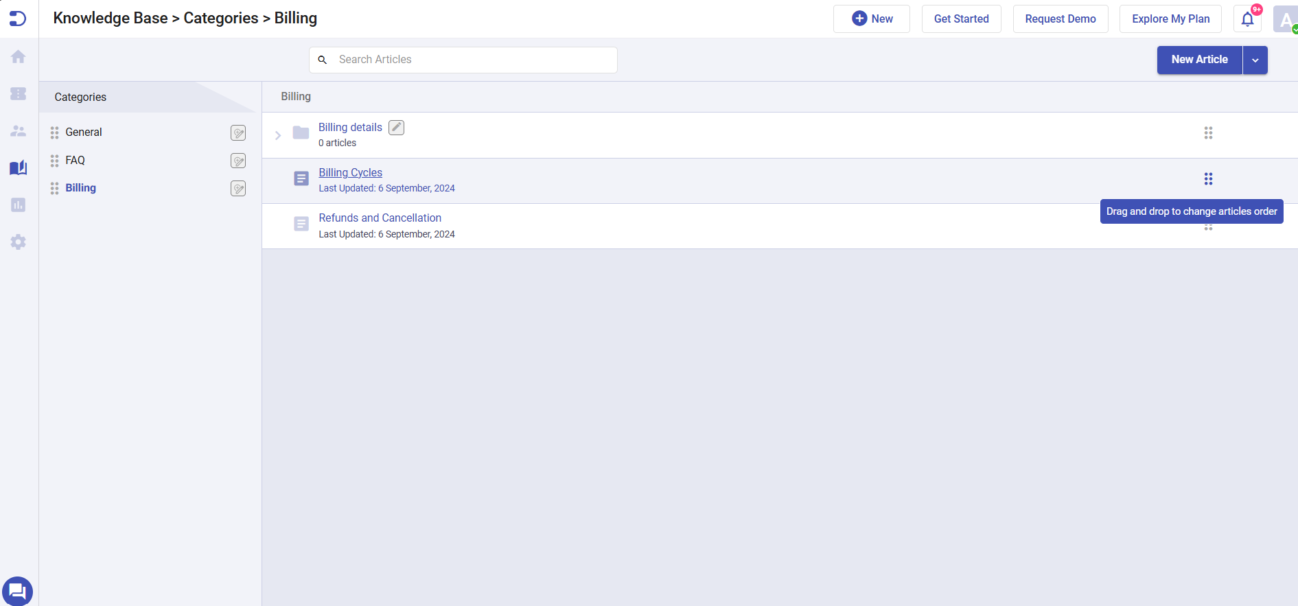 Edit and Delete Knowledge Base Categories, Folders, Articles