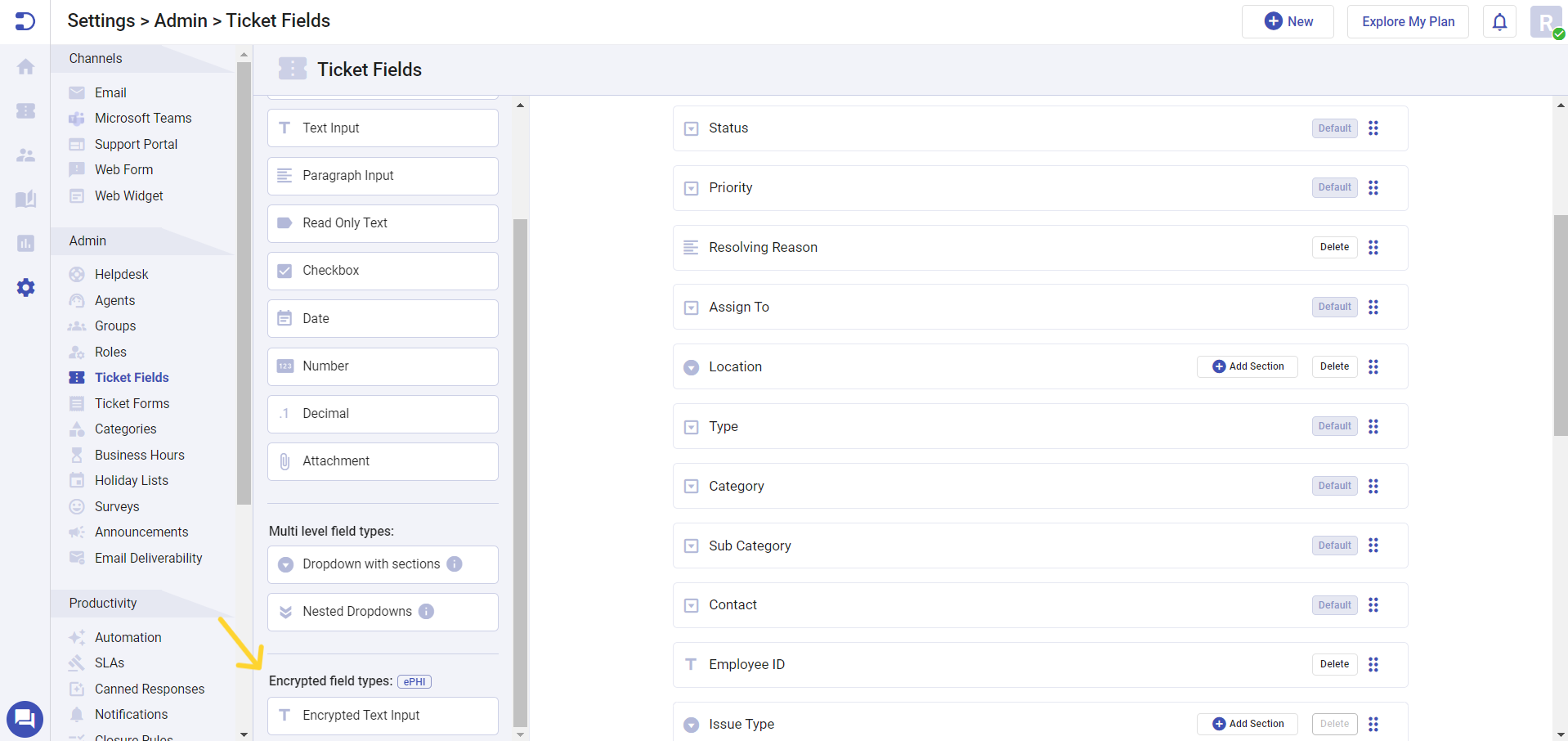 Encrypting ePHI Custom Help Desk Fields | Desk365