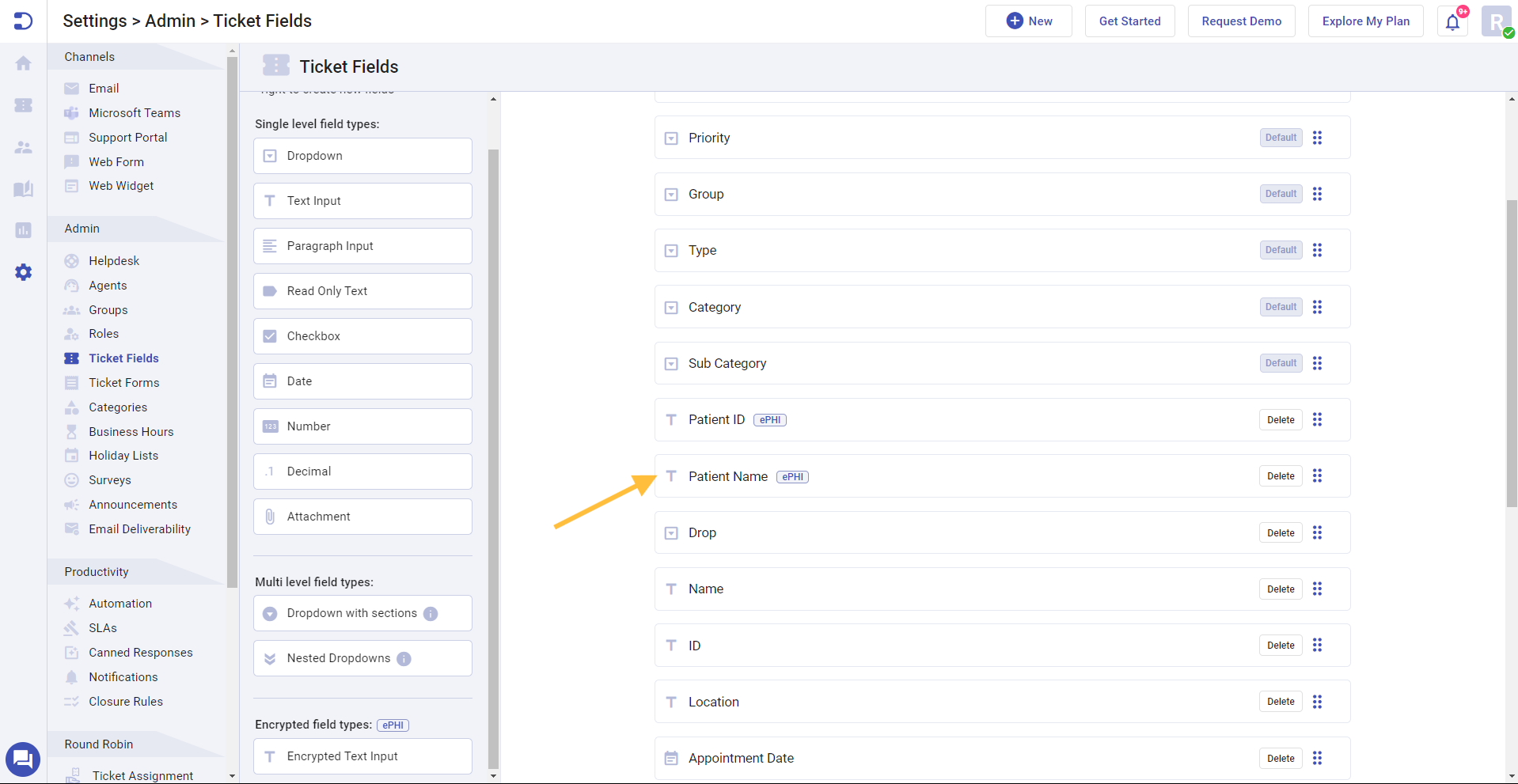 Encrypting ePHI Custom Help Desk Fields | Desk365